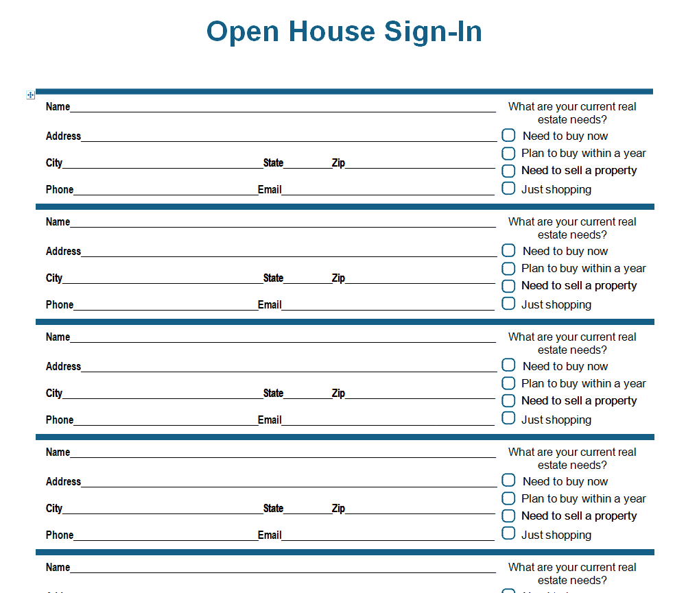 15 Official Open House Sign In Sheet Templates For Real Estate Agents 15 Official Open House Sign In Sheet Templates For Real Estate Agents
