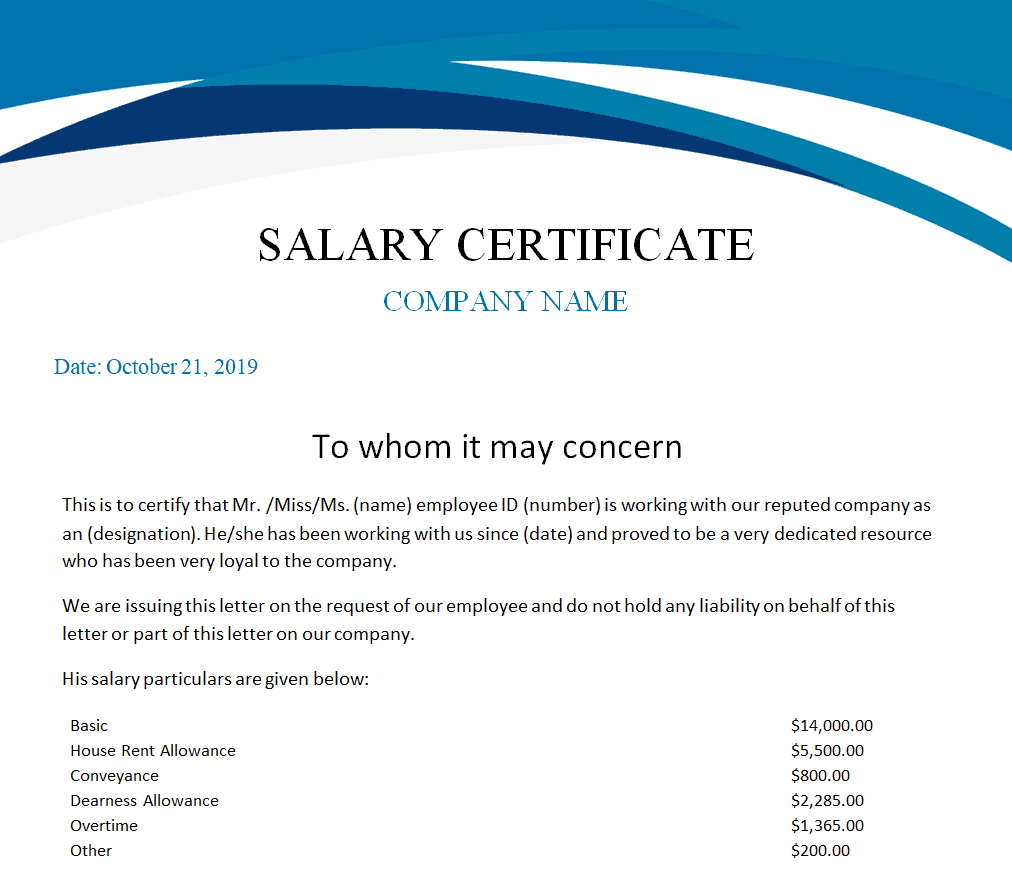 27 Editable Salary Certificate Templates In MS WORD 27 Editable Salary Certificate Templates In MS WORD